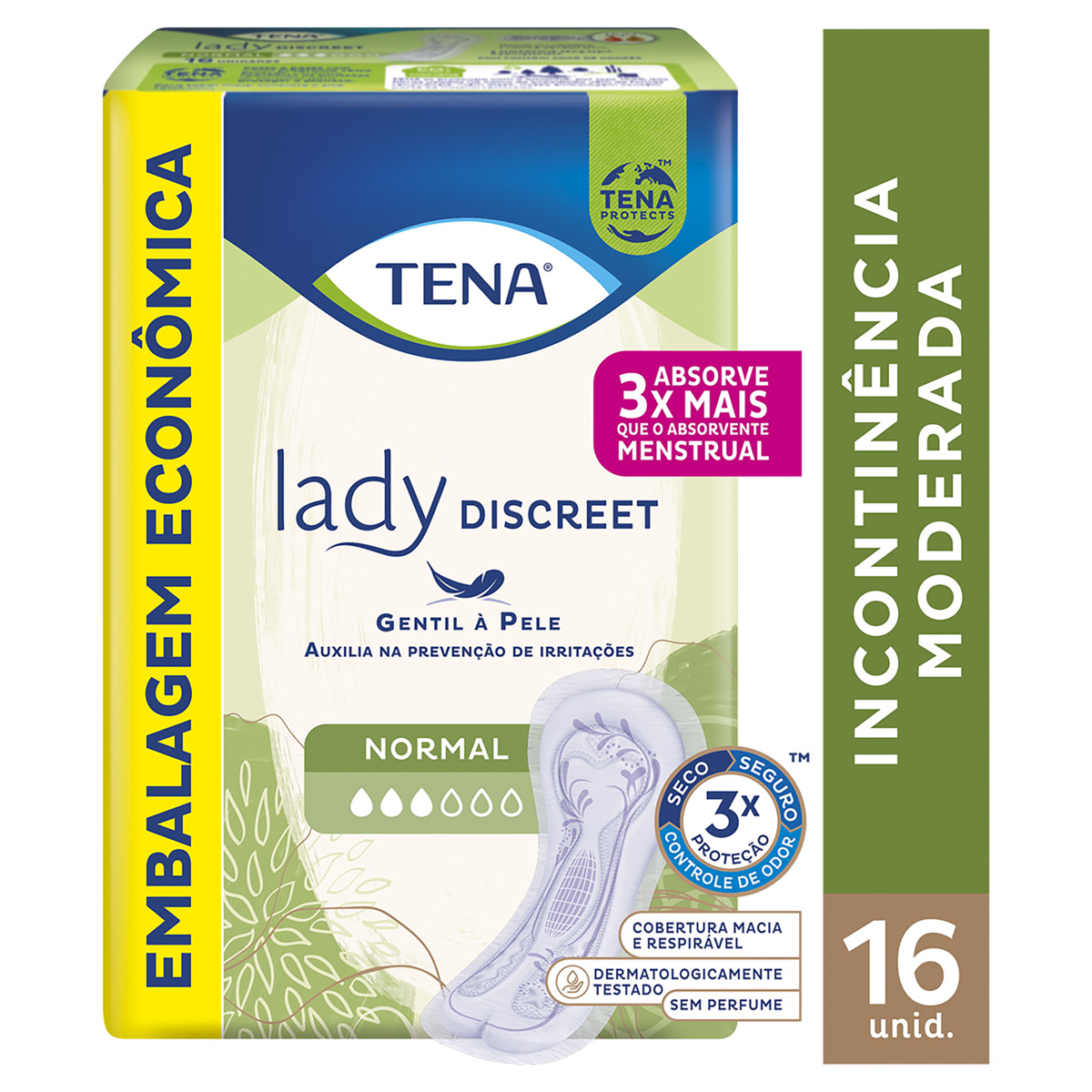 Absorvente sem Abas para Incontinência Urinária Macia Tena Lady ...