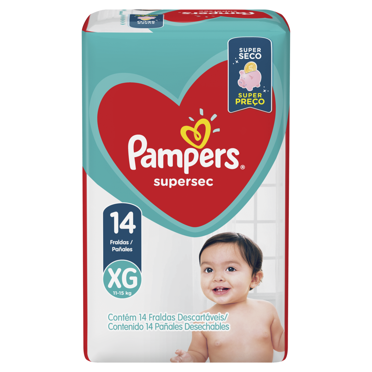 Fralda Descartável Pampers Supersec XG Pacote 14 Unidades