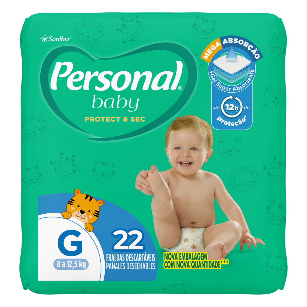 Fralda Descartável Infantil Personal Baby Protect & Sec G Pacote 22 ...
