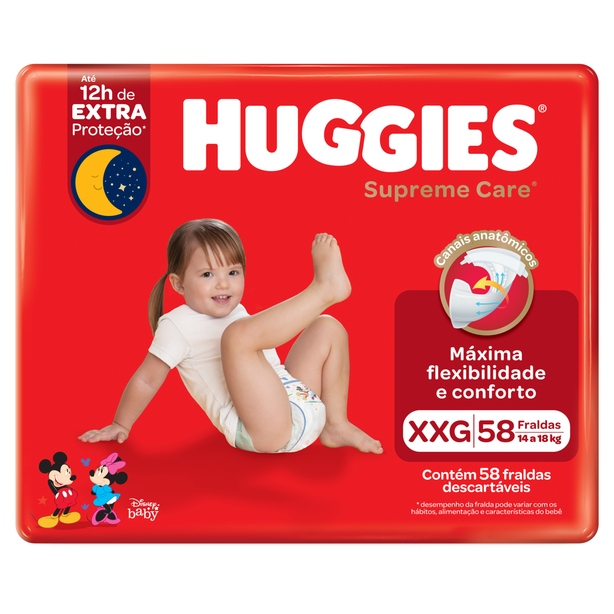 Fralda Descartável Infantil Huggies Supreme Care XXG Pacote 58 Unidades