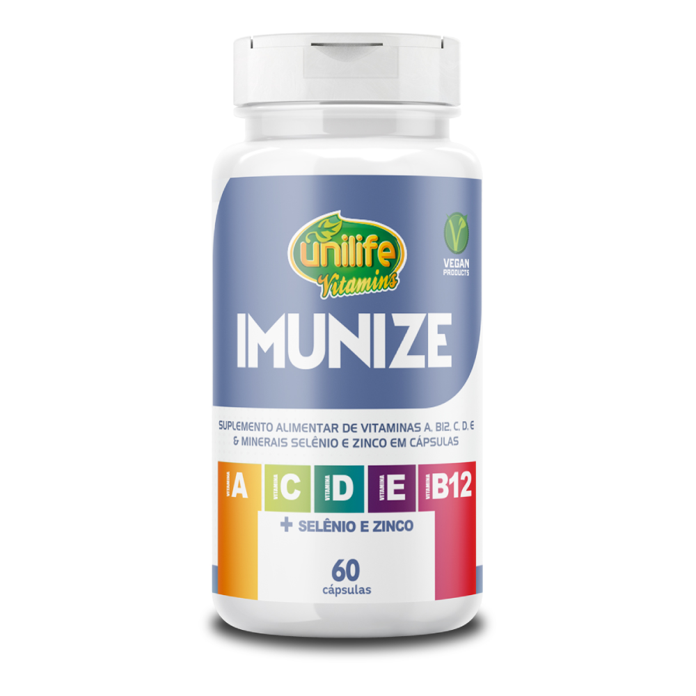 Imunize Vitaminas A, C, D, E, B12 + Selênio e Zinco Unilife 60 Cápsulas
